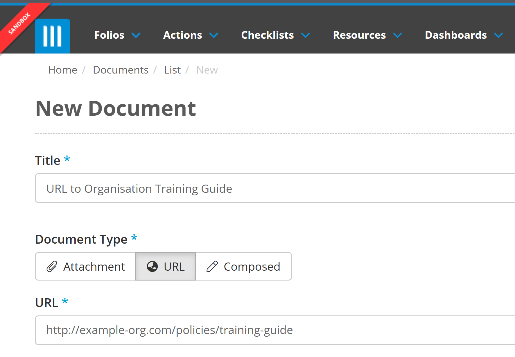 Adding a New Document – Folio Help Centre
