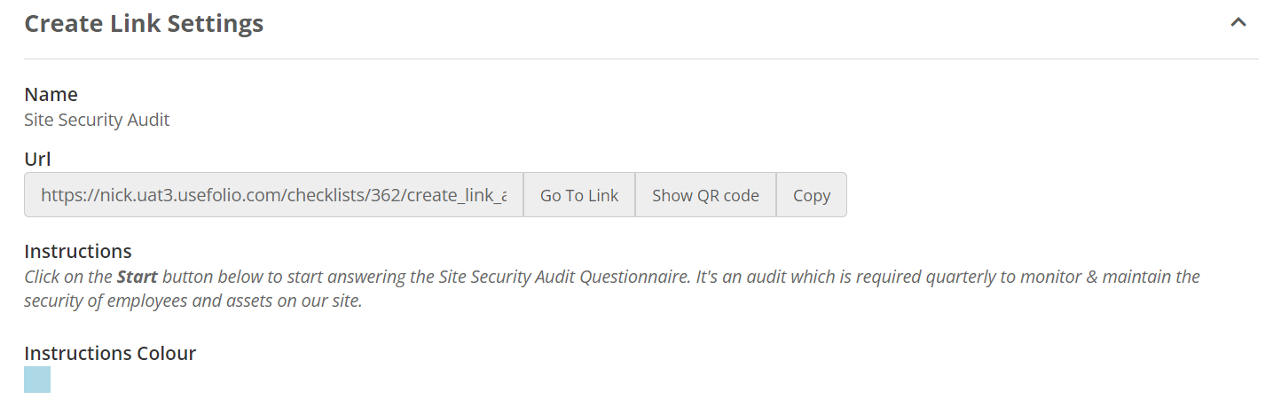 Checklist Create Link – Folio Help Centre