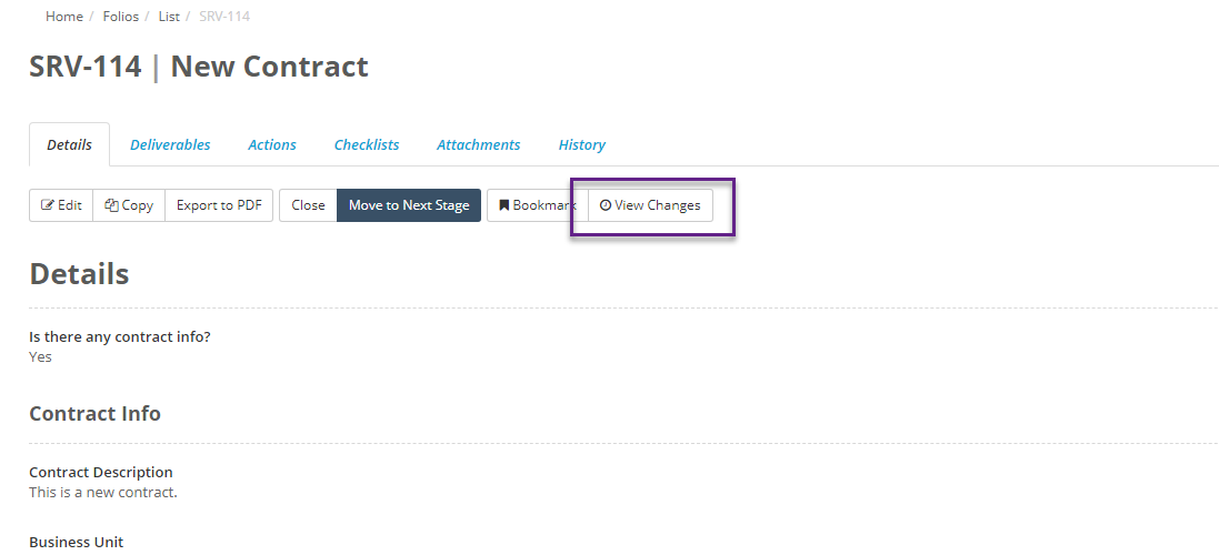 View Changes for Folios & Drafts – Folio Help Centre