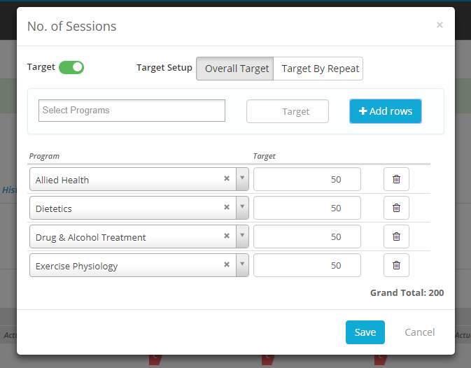 How do I set up breakdown by program/locations and targets for ...