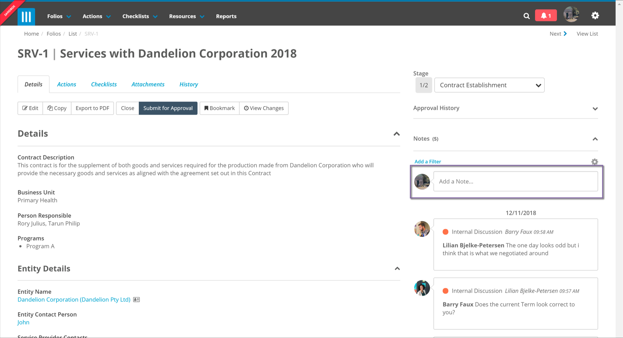 How do I add notes to a Folio, Entity, etc? – Folio Help Centre