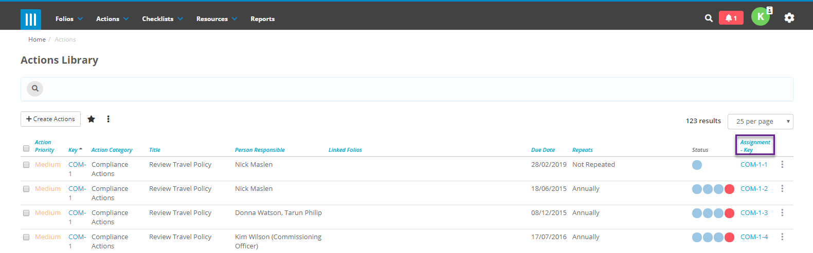 How do I link an existing action assignment to a Folio? – Folio Help Centre