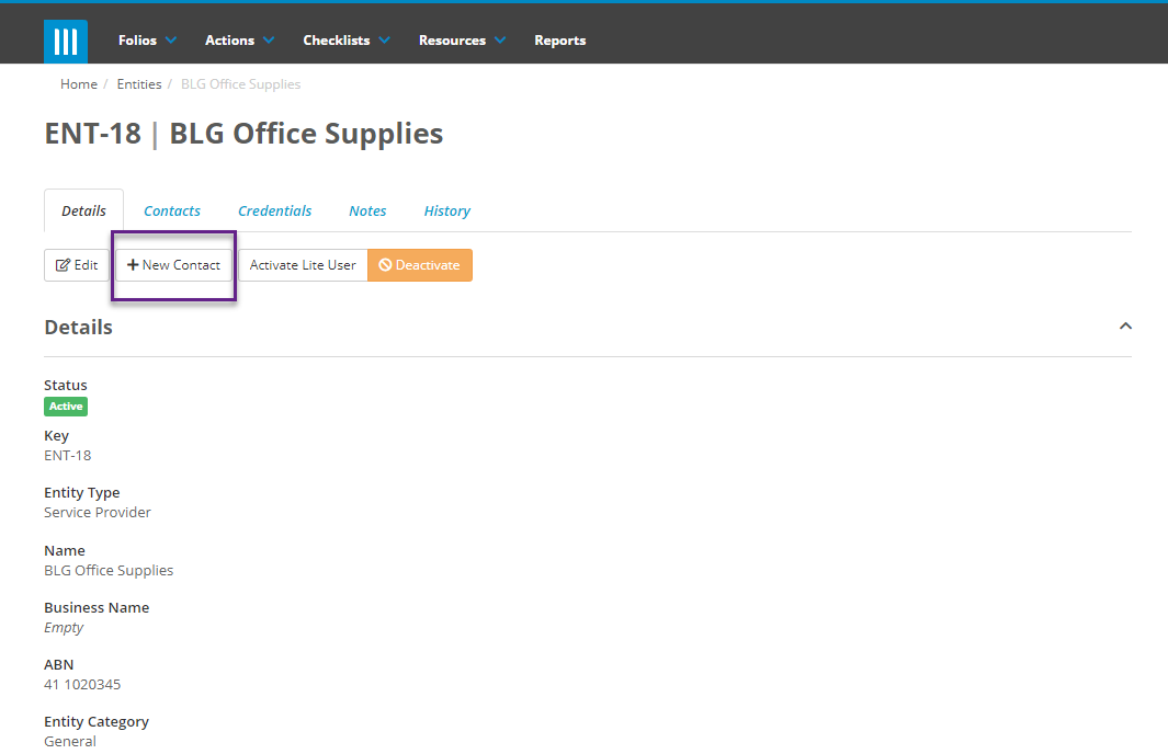 How do I add entities and contacts? – Folio Help Centre