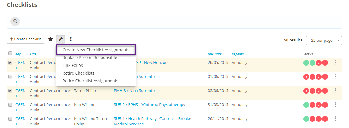 Assigning multiple checklists to a user – Folio Help Centre
