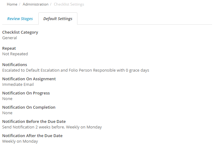 How do I change my checklists default settings? – Folio Help Centre