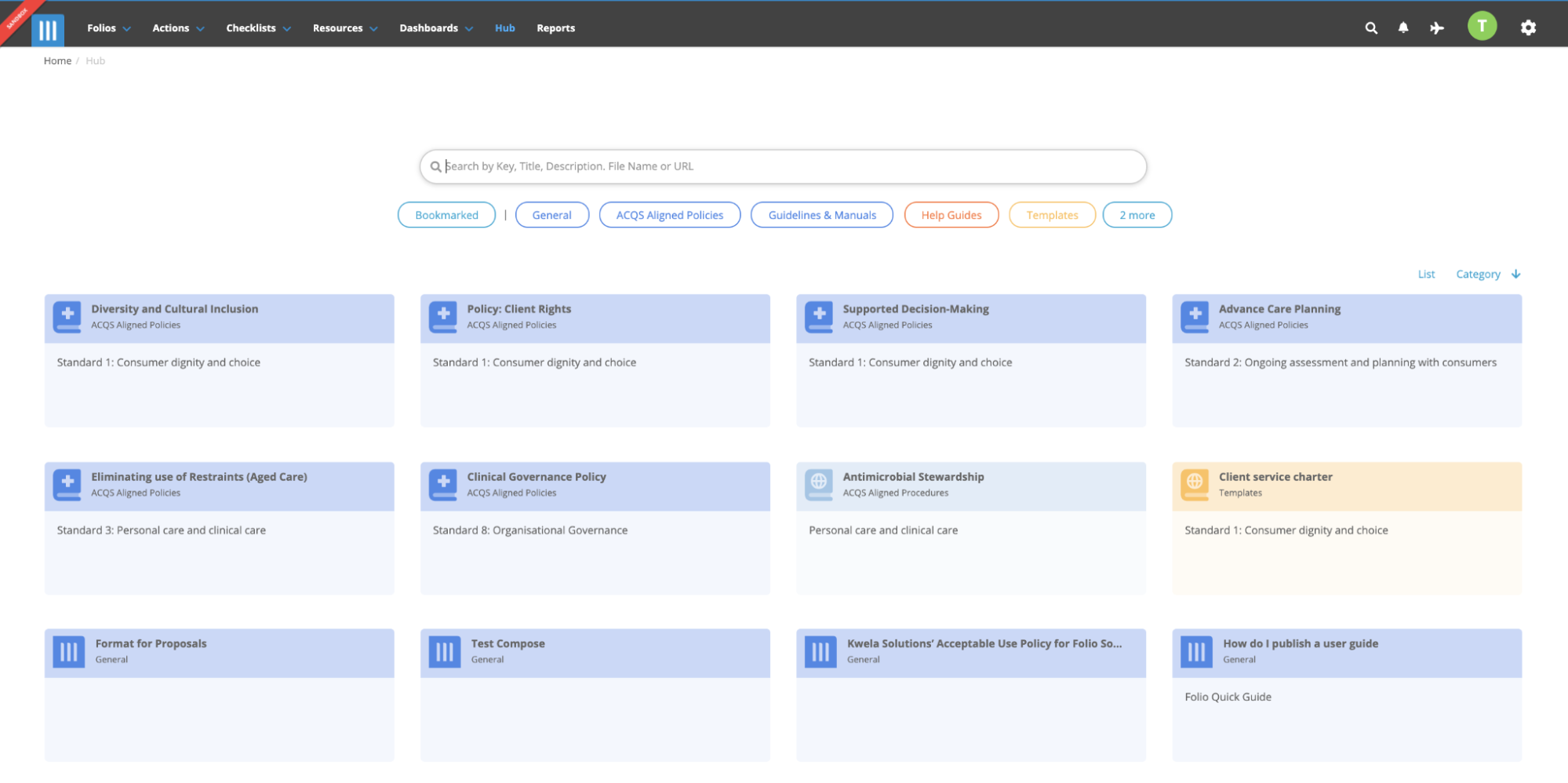 Hub – Folio Help Centre