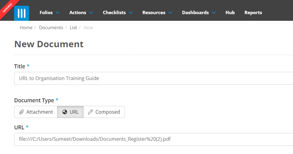 Adding a New Document – Folio Help Centre