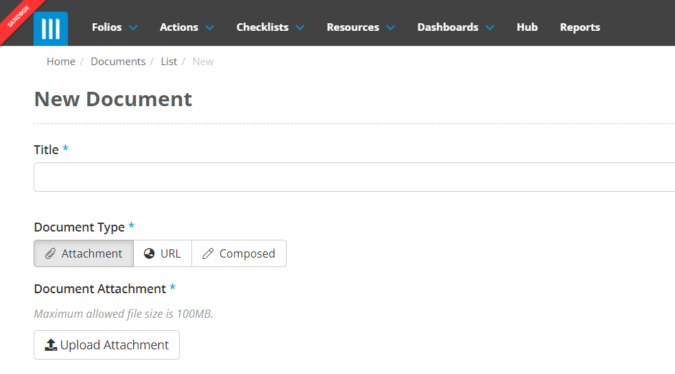 Adding a New Document – Folio Help Centre