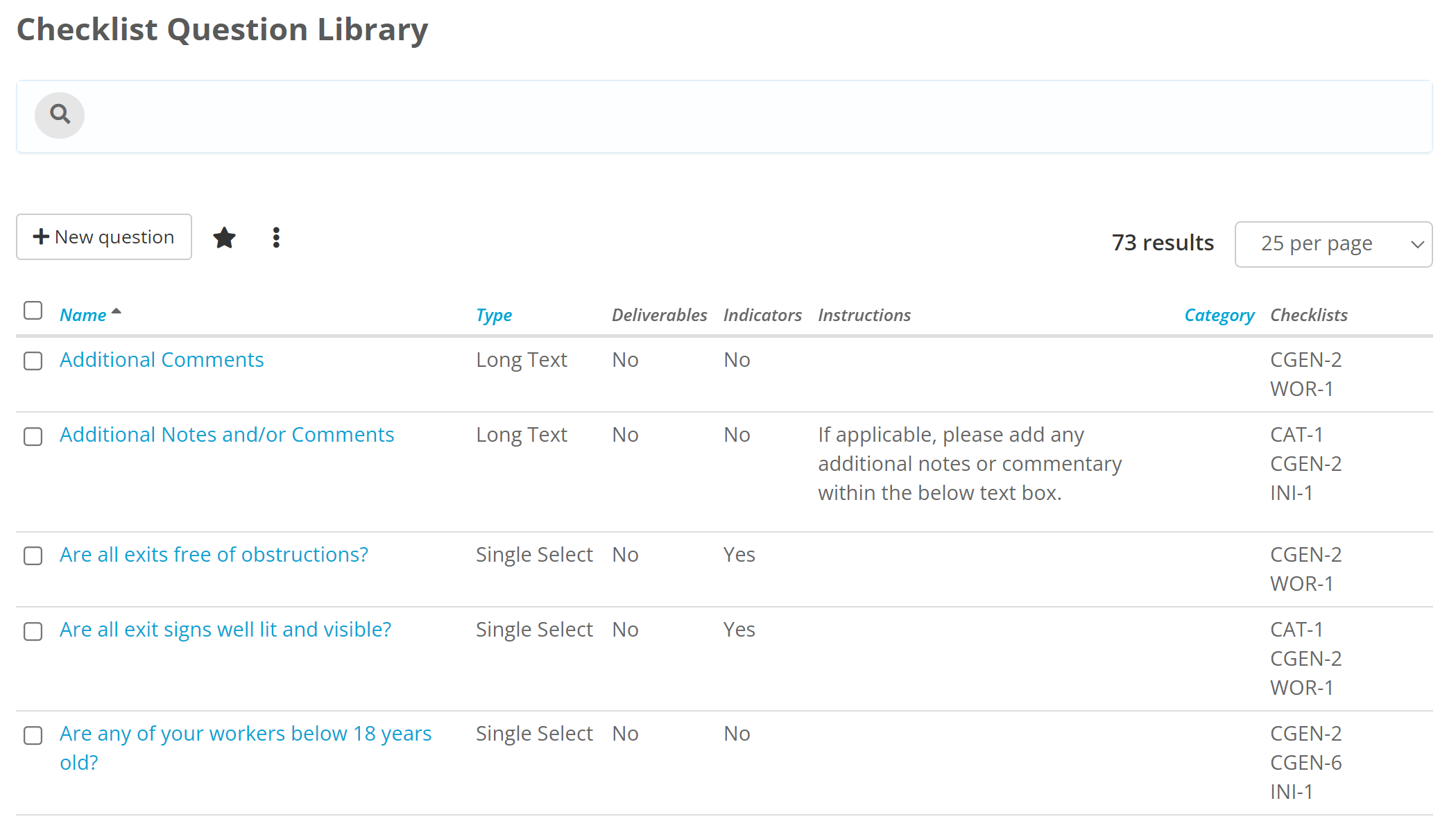 Editing checklist questions – Folio Help Centre