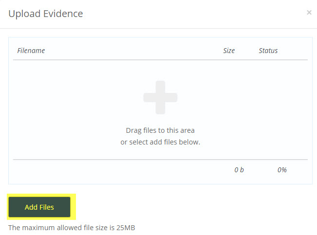 Uploading evidence to an action – Folio Help Centre