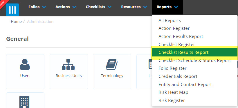 Creating a checklist results report – Folio Help Centre