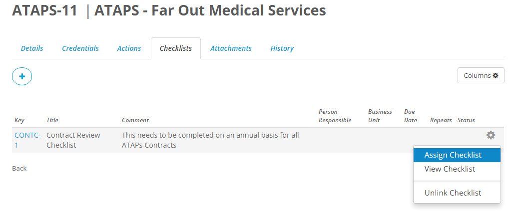 Setting up recommended checklists for a Folio template – Folio Help Centre