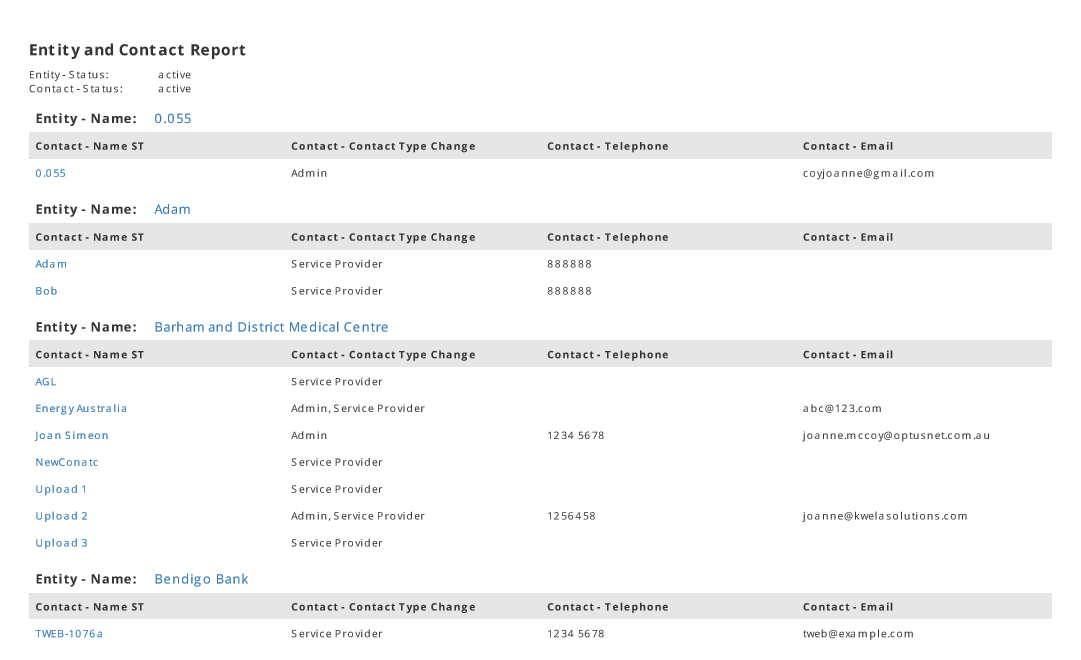 How do I report on all of my entities and contacts? – Folio Help Centre