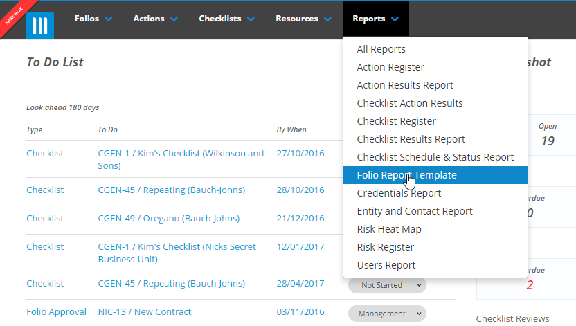Folio Report Template – Folio Help Centre